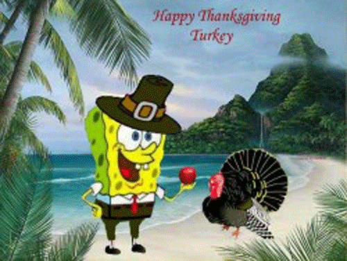 Spongebob Squarepants with a turkey - FlickFilosopher.com